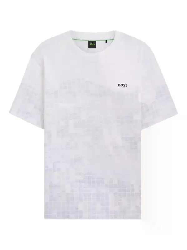 BOSS Square-pattern Cotton T-shirt - White