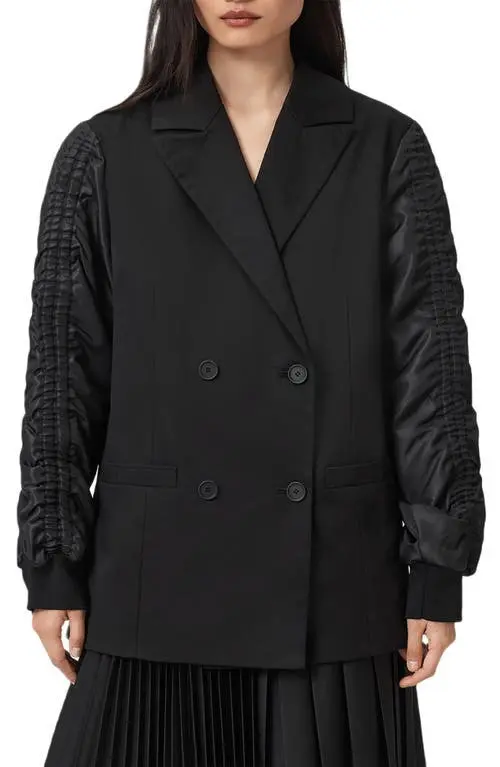 ALLSAINTS Lorna Ruched Sleeve Cotton Jacket