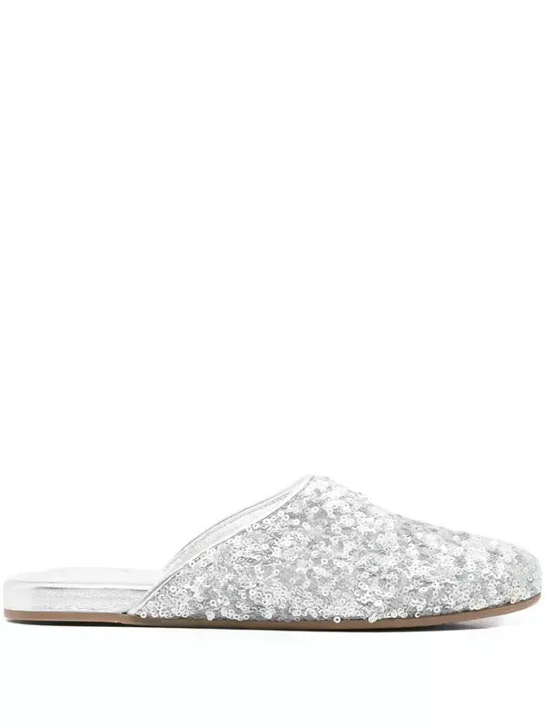 ANCIENT GREEK SANDALS The Slipper Sequined Mules - Silver