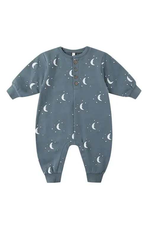 QUINCY MAE Moon Print Fleece Romper - Ocean