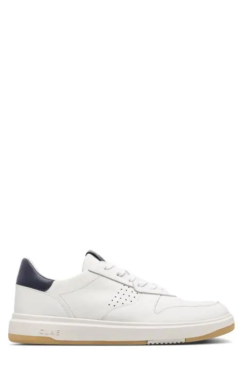 Clae Moses Low Top Leather Sneaker - White Leather Navy