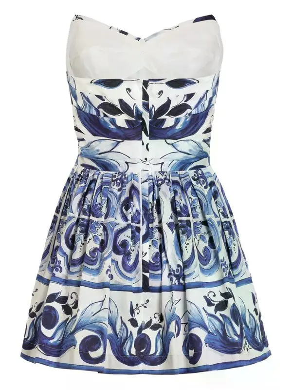 dolce and gabbana blue and white majolica dress Dolce & Gabbana // Blue & Multicolour Majolica Floral Dress  VSP  Consignment