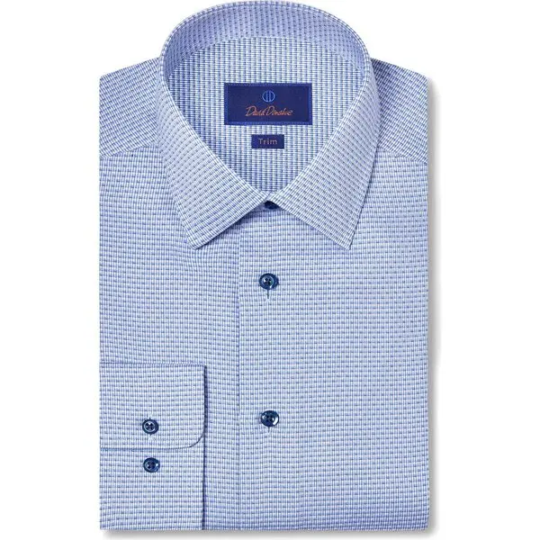 David Donahue Trim Fit Micro Dobby Dress Shirt - Blue