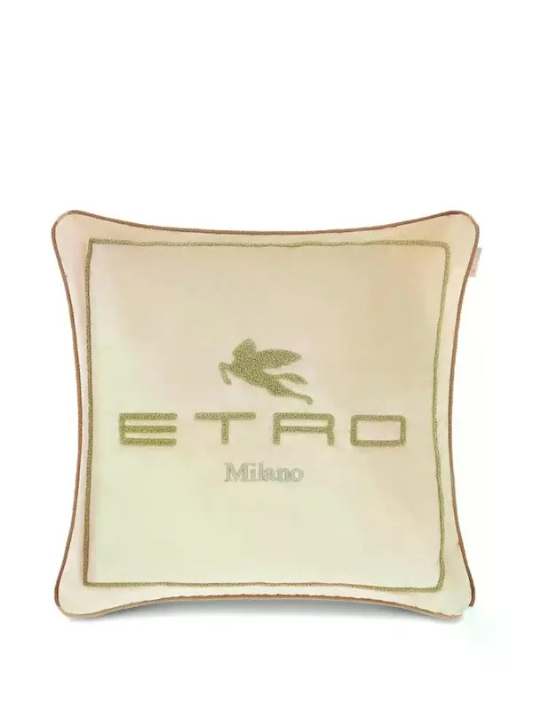 Etro Embroidered Pegaso Cushion - Neutrals