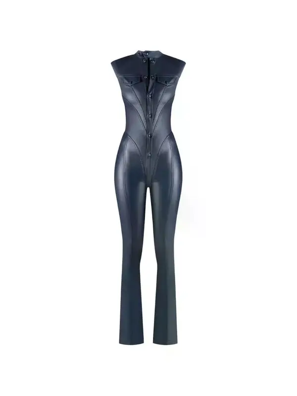 Manière De Voir Wax-coated Jumpsuit - Navy