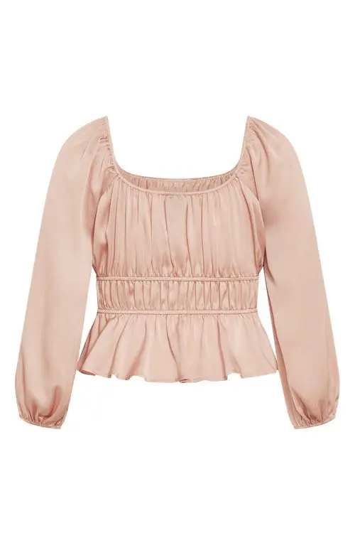 City Chic Georgie Shirred Satin Top