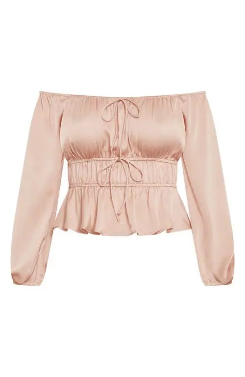 City Chic Georgie Shirred Satin Top