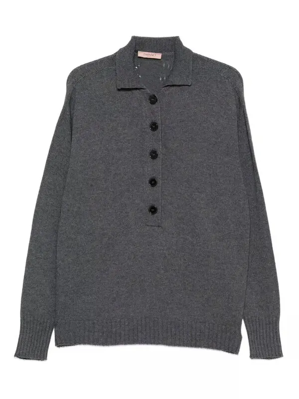 TWINSET Buttoned Polo-collar Sweater