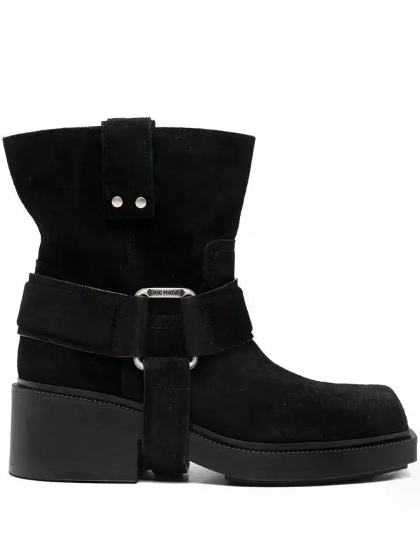 VIC MATIE Strap-detail Biker Boots - Black