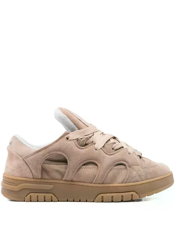 SANTHA Suede Cut-out Sneakers - Neutrals