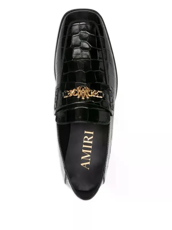 Amiri Crocodile-embossed Chain Loafers - Black