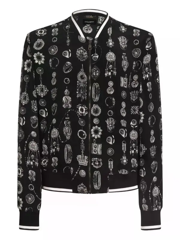 Dolce & Gabbana Jewel-print Zip Jacket - Black