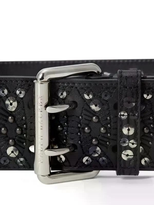 Lauren Ralph Lauren Studded 2ins Wide Black leather Belt. NWT.‎ Size SMALL Ralph Lauren RRL Studded Leather Belt | Black | FARFETCH main image 2