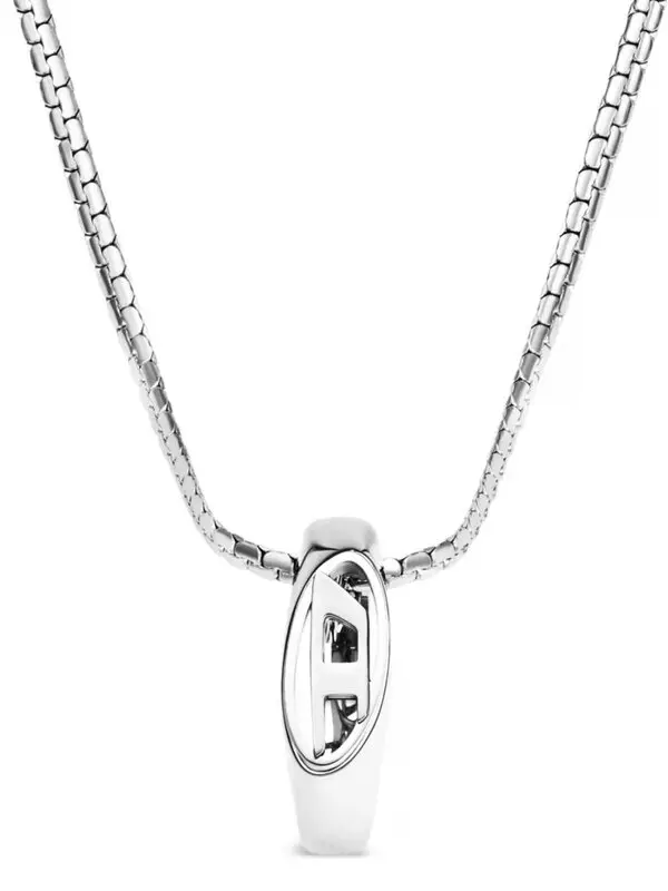 DIESEL® Oval Logo Ring Pendant Necklace
