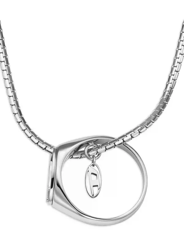 DIESEL® Oval Logo Ring Pendant Necklace