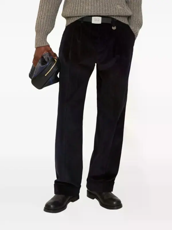Burberry Cotton Corduroy Triple Pleat Trousers With Turn-up Cuffs