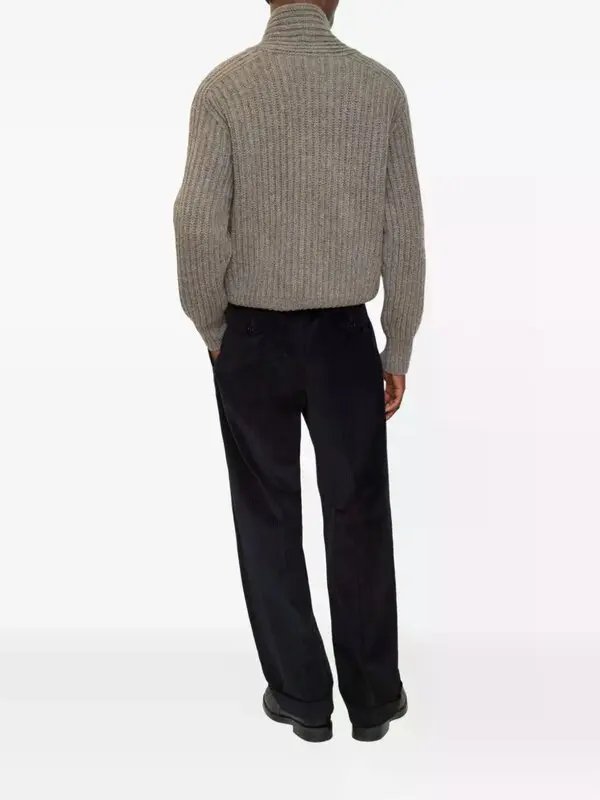 Burberry Cotton Corduroy Triple Pleat Trousers With Turn-up Cuffs