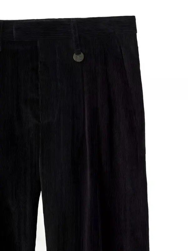 Burberry Cotton Corduroy Triple Pleat Trousers With Turn-up Cuffs