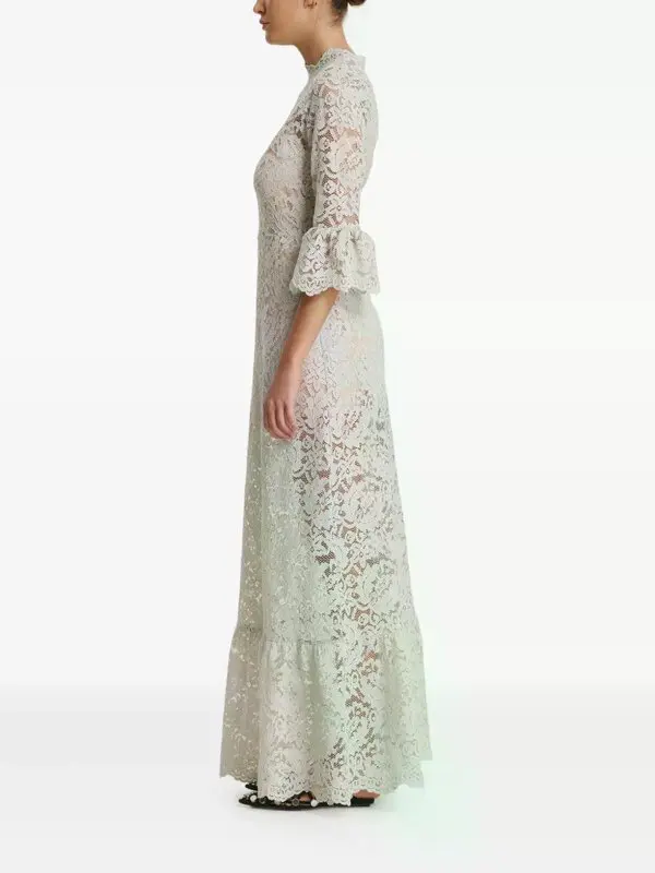 PNK Flared-sleeve Lace Maxi Dress