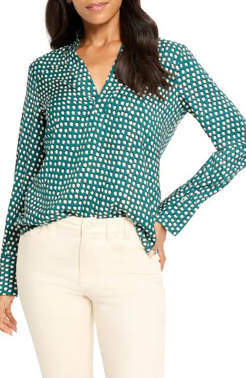 NIC+ZOE Shadow Dot Long Sleeve Top - Green Multi