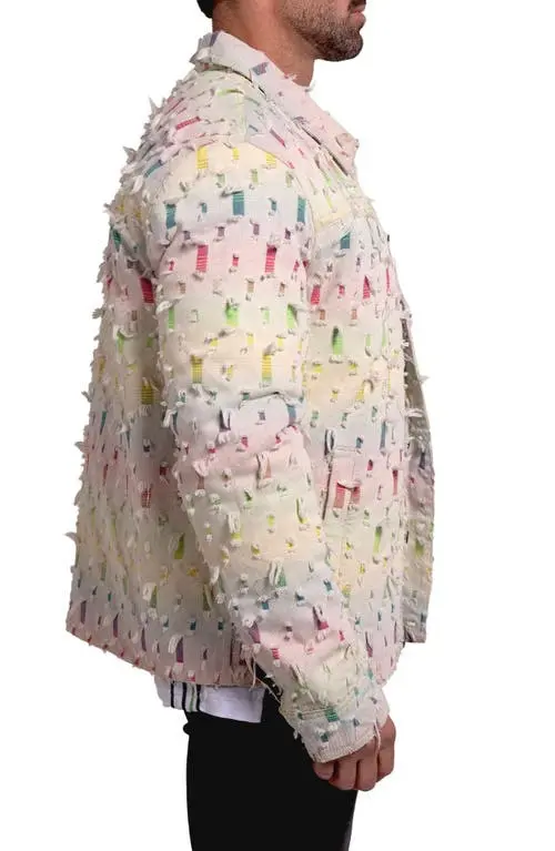 MACEOO Ascension 0013 Lined Denim Jacket - Ivory/brown