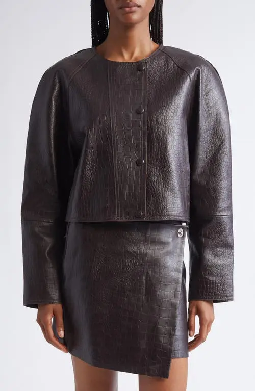STAND STUDIO Alix Croc-embossed Leather Jacket