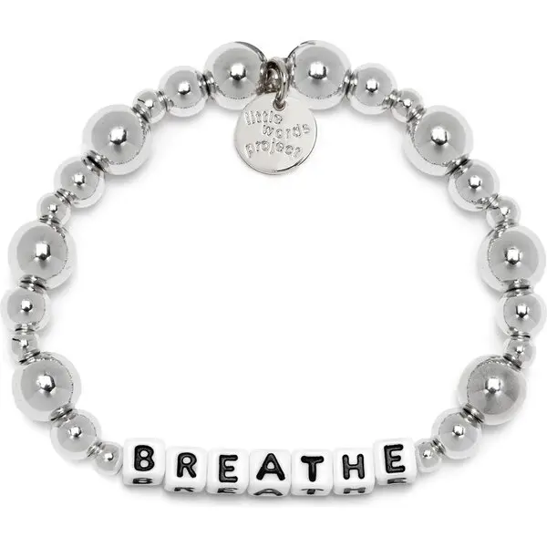 LITTLE WORDS PROJECT Breathe Beaded Stretch Bracelet - White