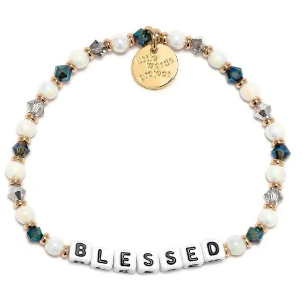 LITTLE WORDS PROJECT Blessed Beaded Stretch Bracelet - White