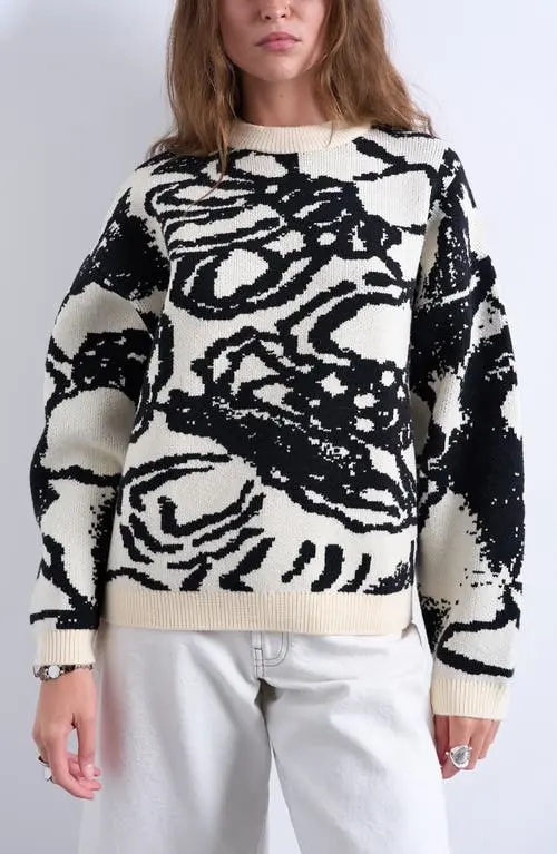 Topshop Floral Jacquard Pullover Sweater - Black Multi