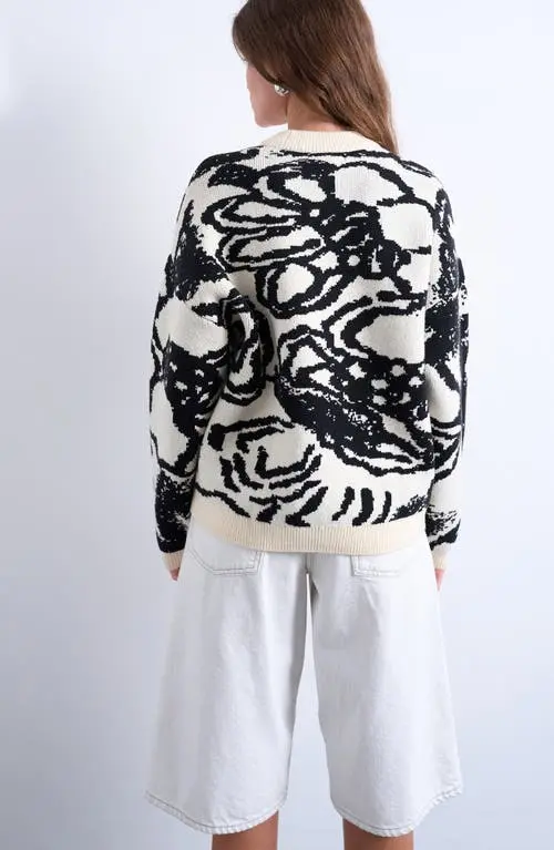 Topshop Floral Jacquard Pullover Sweater