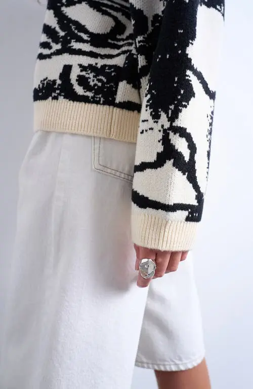 Topshop Floral Jacquard Pullover Sweater