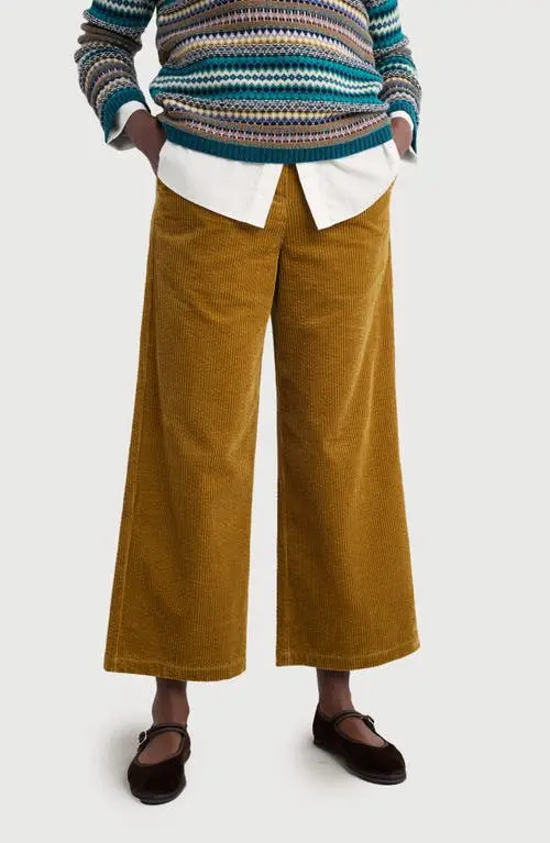 SEASALT CORNWALL Asphodel Crop Wide Leg Corduroy Pants - Marshland