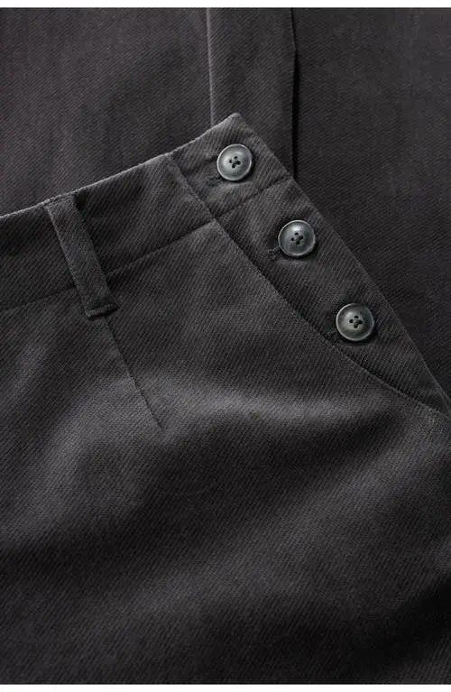 SEASALT CORNWALL Crackington Sailor Button Crop Pull-on Pants - Coal
