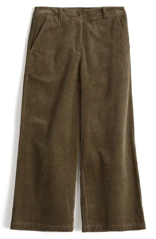 SEASALT CORNWALL Asphodel Crop Wide-leg Corduroy Pants - Dark Seagrass