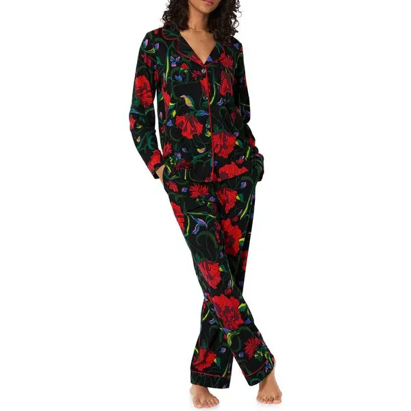 BEDHEAD PAJAMAS X Trina Turk Print Stretch Organic Cotton Jersey Pajamas - Haute Floral