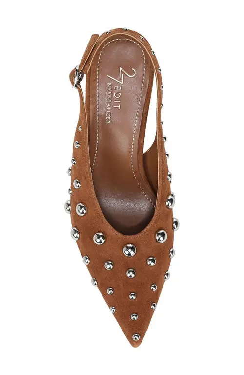 27 EDIT NATURALIZER Elaine Studded Slingback Pumps - Dark Chestnut Brown