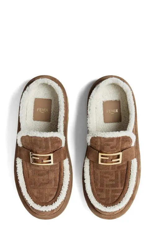 Fendi Ff Logo Shearling Lined Clog
