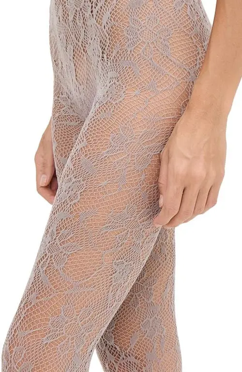 STEMS Aria Floral Fishnet Tights - Grey