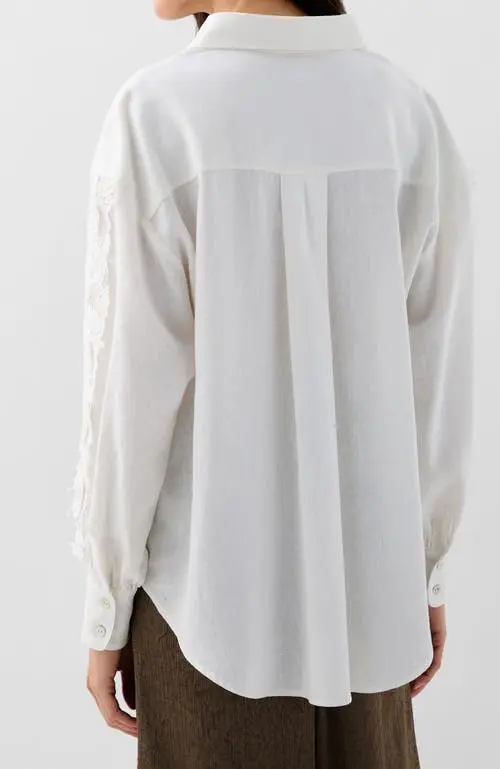 SCALPERS Lace Detail Linen-blend Shirt