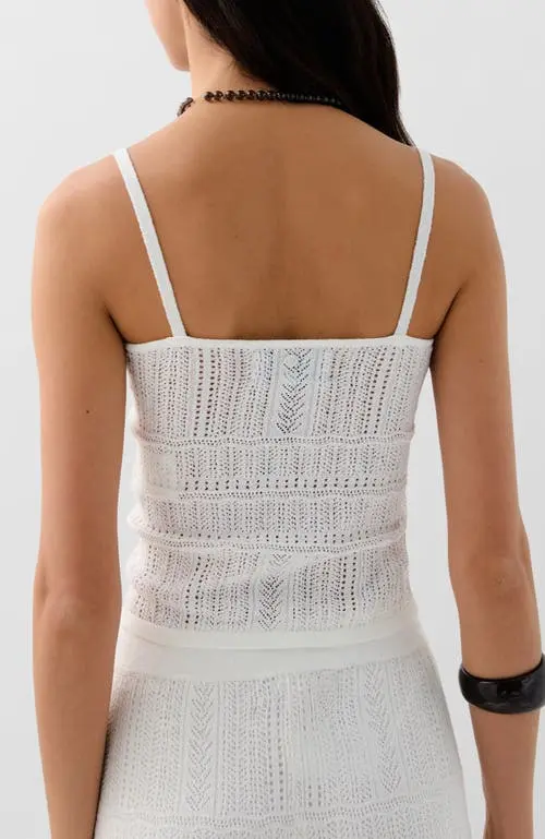 SCALPERS Pointelle Knit Top - White