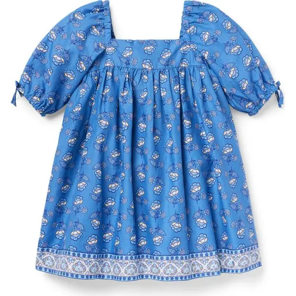 Janie And Jack Floral Border Dress - Blue