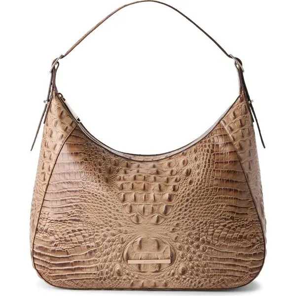 Brahmin Edie Croc Embossed Leather Shoulder Bag - Toffee