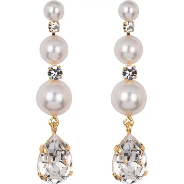 JENNIFER BEHR Corisande Faux Pearl & Crystal Drop Earrings - Crystal Pearl