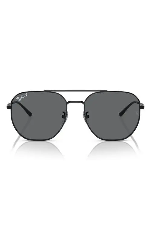 Ray-ban 59mm Polarized Irregular Sunglasses - Black/dark Grey Polar