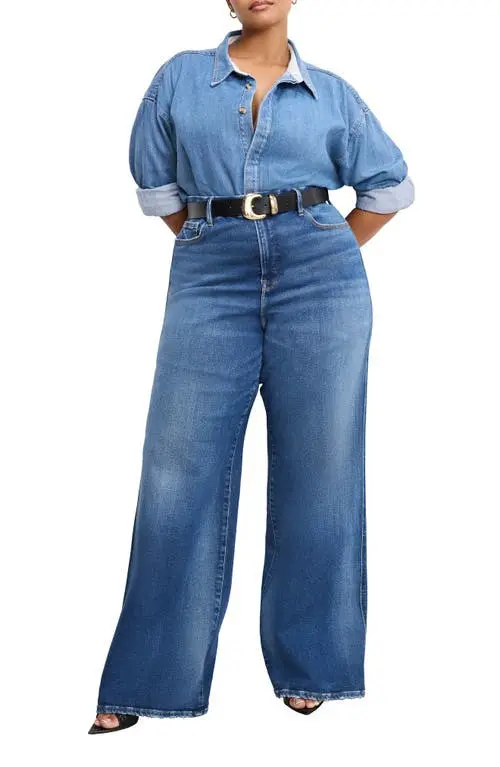 Good American Soft-tech Good Skate High Waist Wide Leg Jeans
