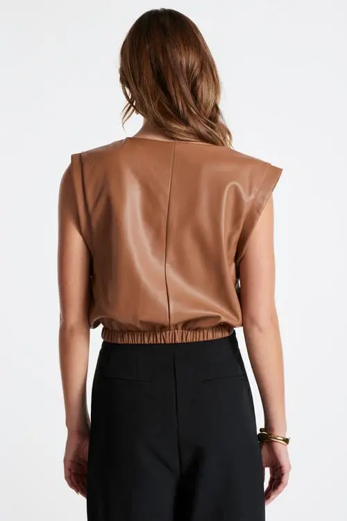 BISHOP + YOUNG Simone Leather Top - Latte