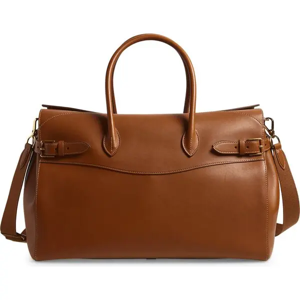 Ralph Lauren Calfskin Leather Duffle Bag - Gold
