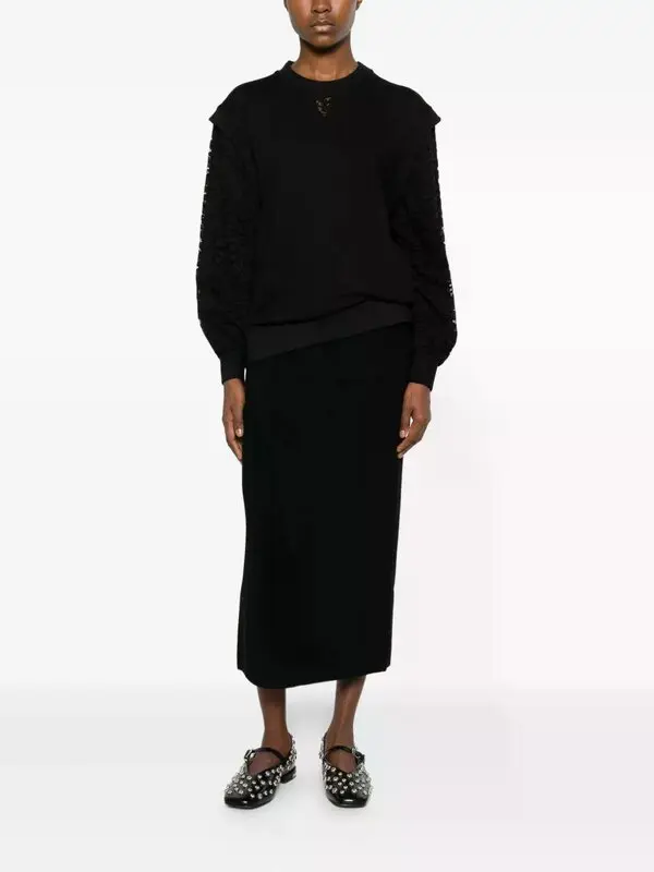 TWINSET Knitted Top With Lace Sleeves