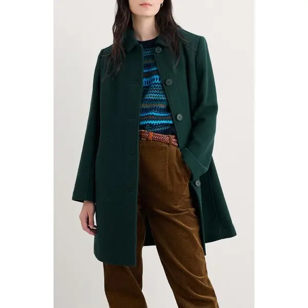 SEASALT CORNWALL Wood Cabin Longline Coat - Verte