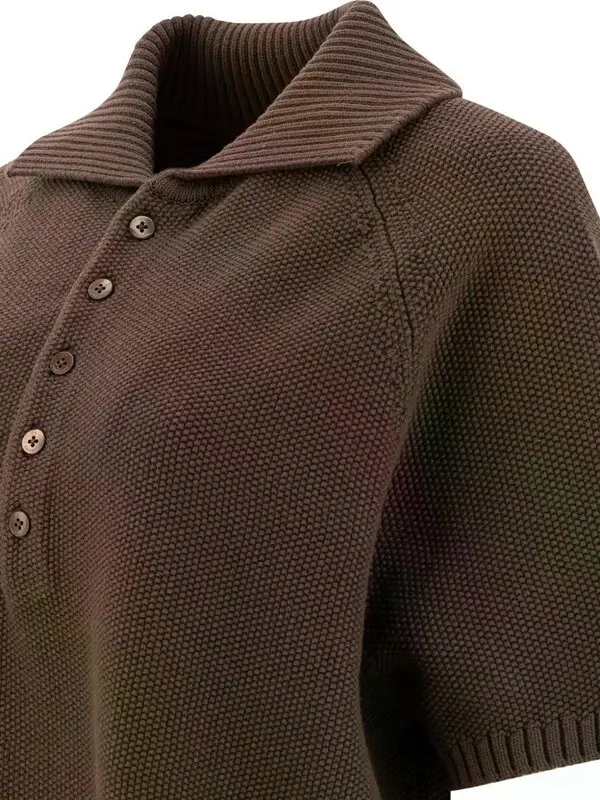 UMARMUNG Buttoned Polo-neck Top - Brown